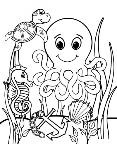 Water Animals Coloring Pages Fish