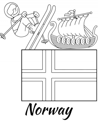 Flag of Norway educational coloring page
