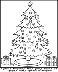 Color by number Christmas tree illustration