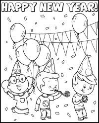 New Year party coloring sheet