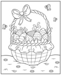 Coloring page easter eggs in a basket