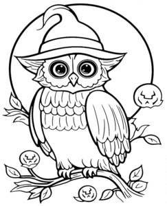 Owl coloring page for Halloween