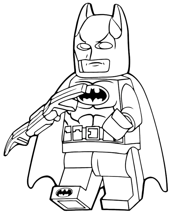 Coloring sheet LEGO Batman with batarang