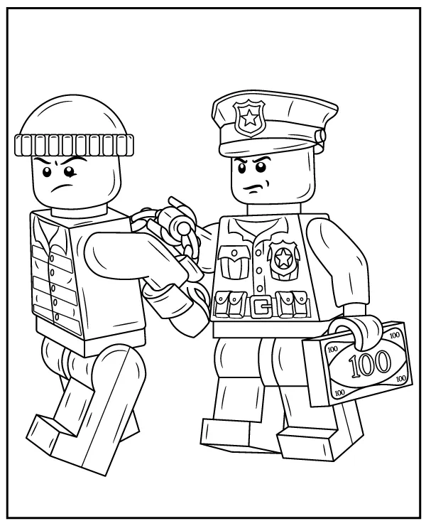 LEGO Cop and Robber Coloring Page - Print for Free