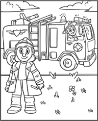 Heroic Firefighter Coloring Page for Children