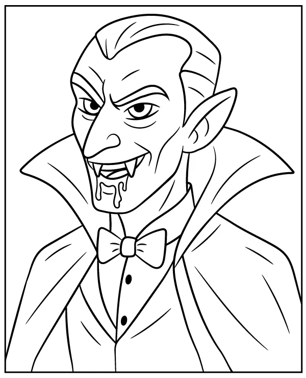 Vampire Dracula Coloring Page for Halloween