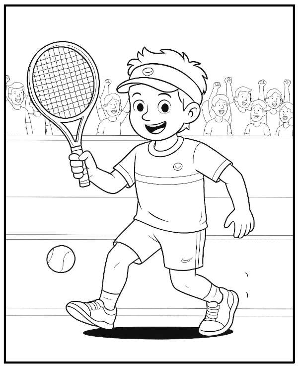 Boy Tennis Player Coloring Page - Print for Free