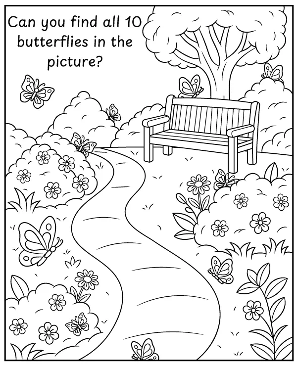 Find Hidden Butterflies - Printable Spring Puzzle