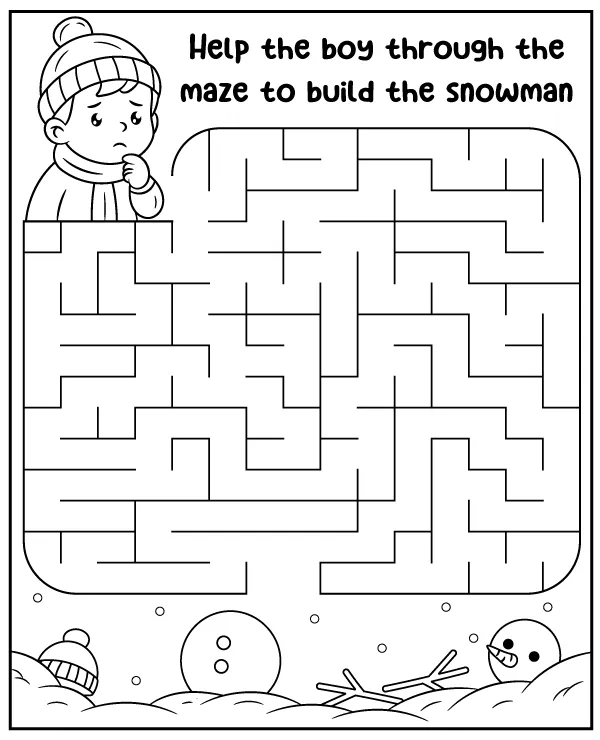 Winter Maze - Printable Worksheet for Children