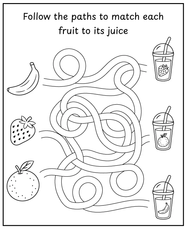 Fruit Maze - Printable Worksheet for Children