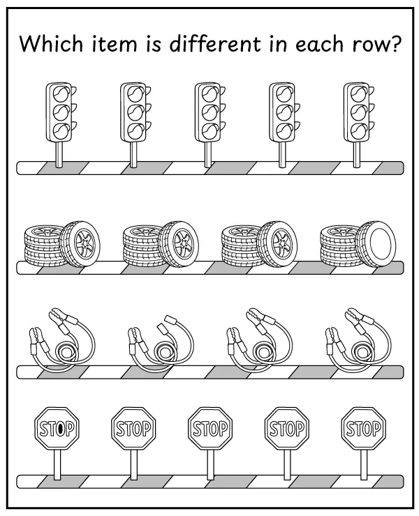 Different Cars Item - Observation Worksheet for Children