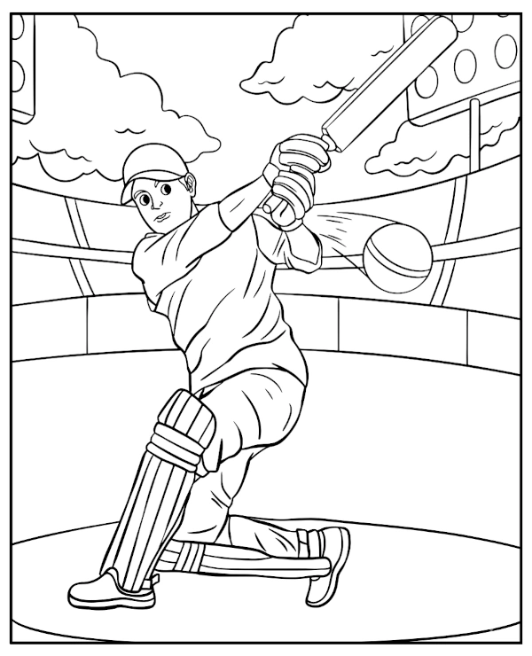 Print Cricket Match Coloring Page for Free